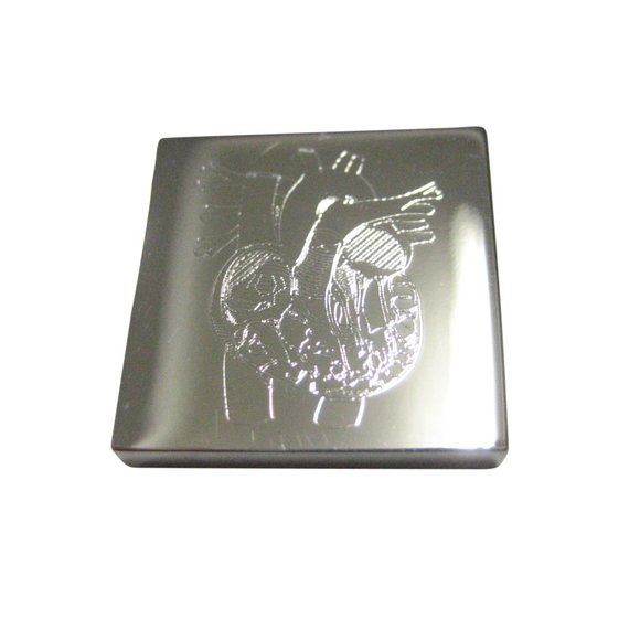 Kiola Designs | Other | Silver Toned Square Etched Anatomical Heart ...